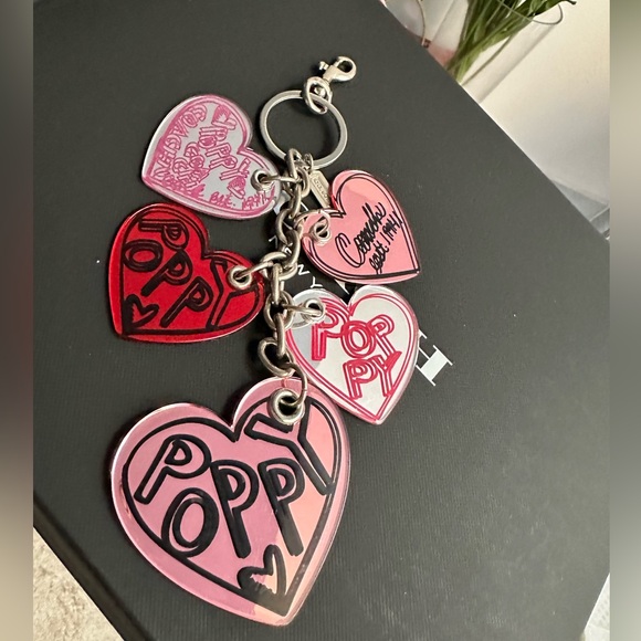 Coach | Accessories | Coach Poppyrare Large Heart Bag Charm Keychain ...